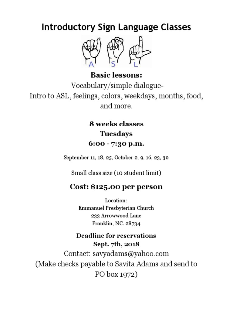 Introductory Sign Language Classes | PDF