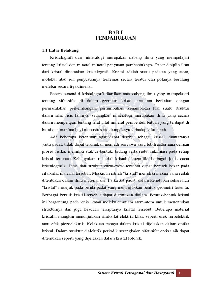 Sistem Kristal Tetragonal dan Hexagonal | PDF | Sains & Matematika ...