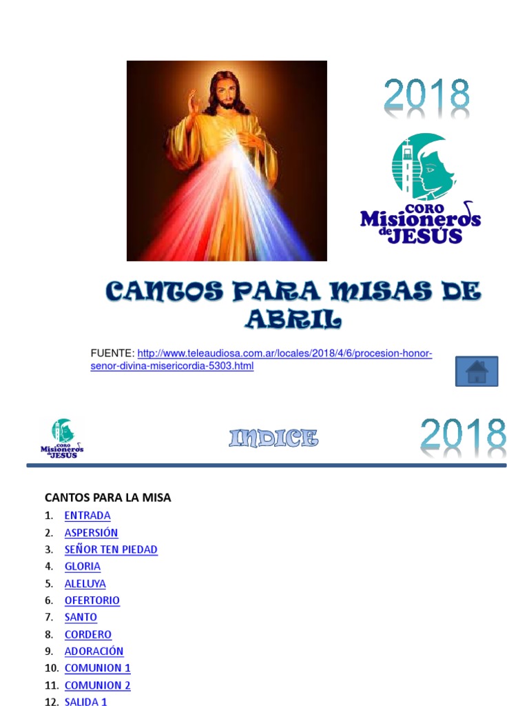 Cantos para Misas de Abril | Descargar gratis PDF | eucaristía | Misa (liturgia)