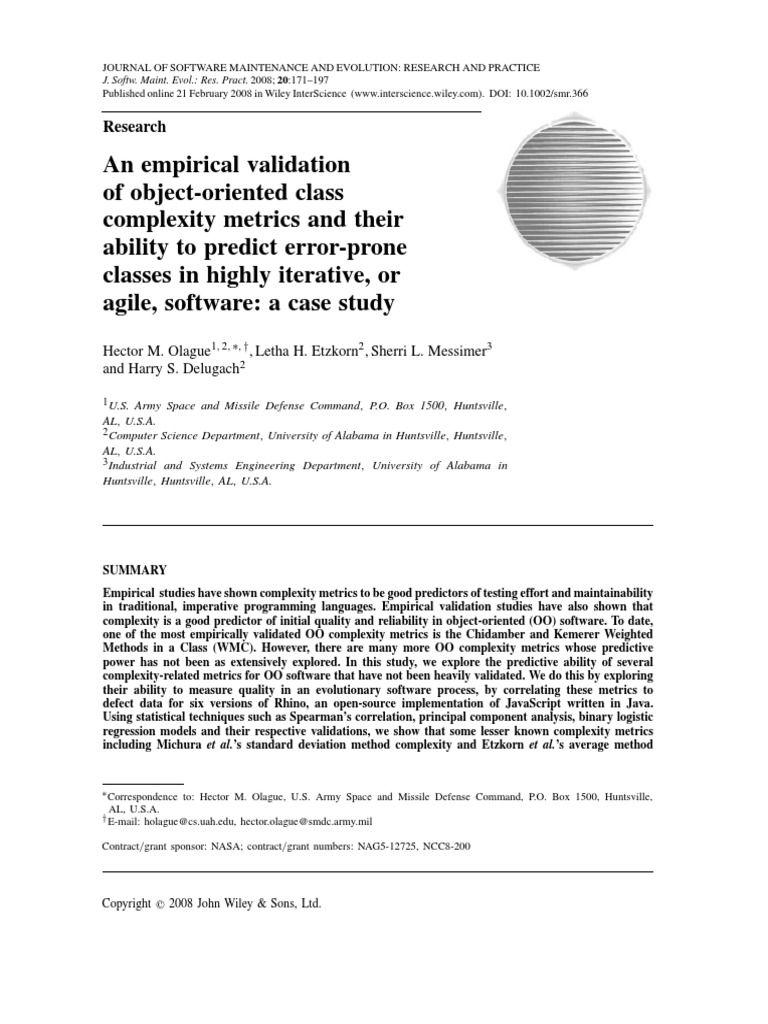 An Empirical Validation Of Object Oriented Class Complexity Metrics And Their Ability To Predict