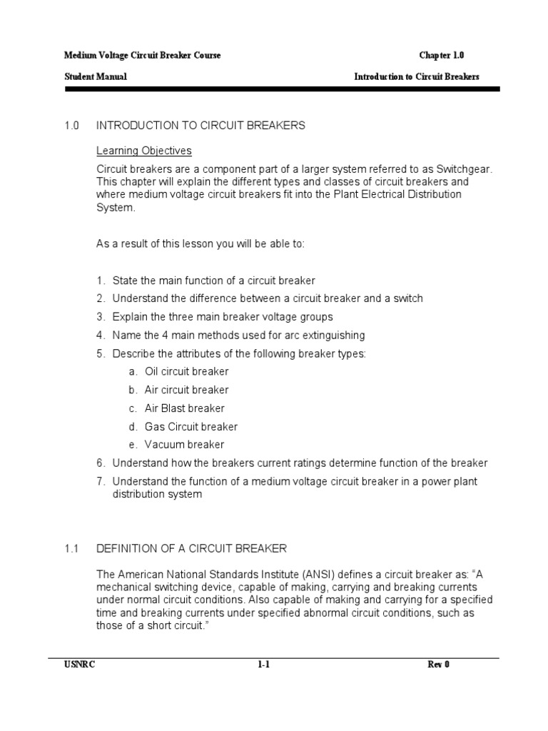 Chap 1 - Introduction To Circuit Breakers | PDF | Electrical Substation ...