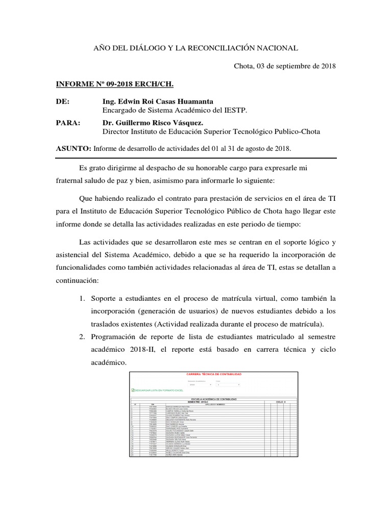 Modelo de Informe de Plan de Trabajo | PDF