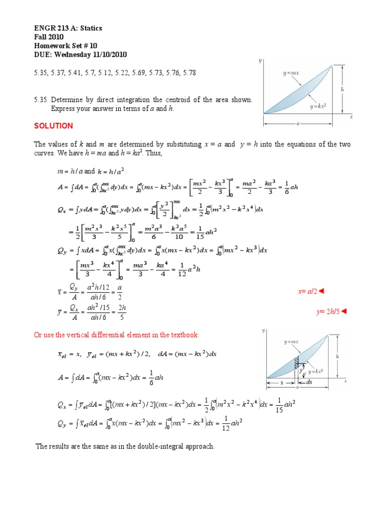 HW04 Ch05 Centroid | PDF | Equations | Mechanics