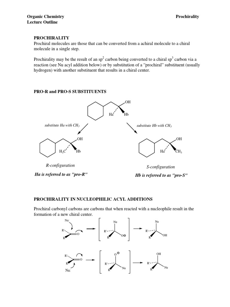 Organic Chemistry Prochirality Lecture Outline: S-Configuration R ...