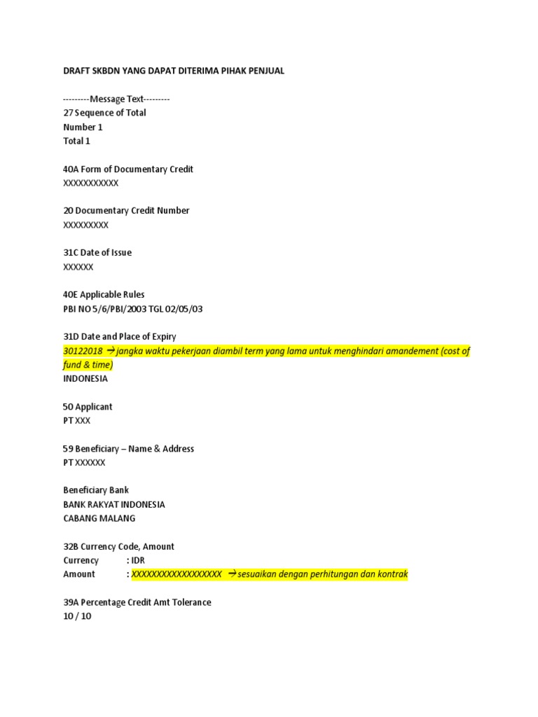 Draft SKBDN Contoh | PDF