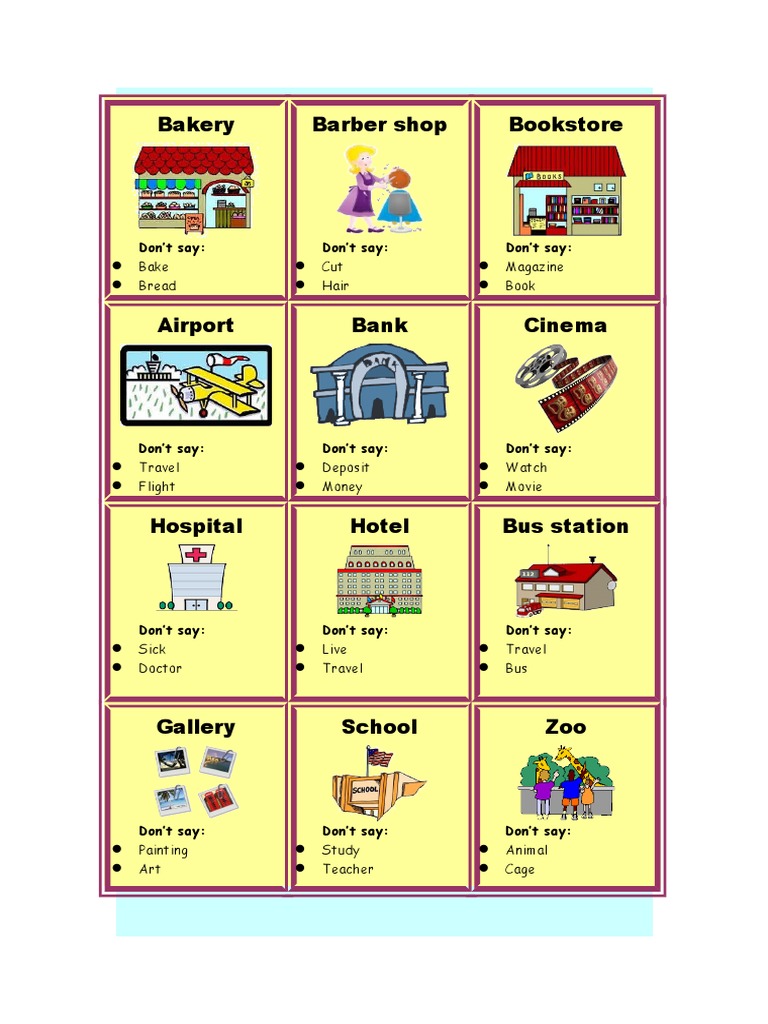 5563 Taboo Cards Places in City | PDF