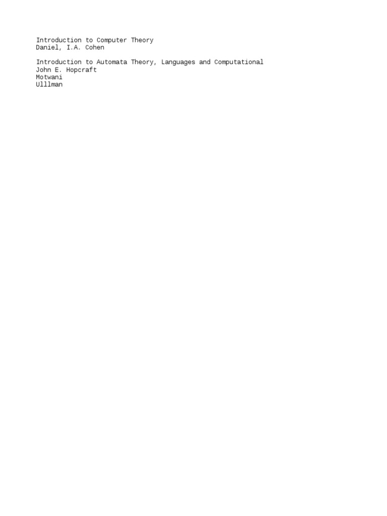 Introduction To Computer Theory Daniel, I.A. Cohen Introduction To Automata Theory, Languages ...