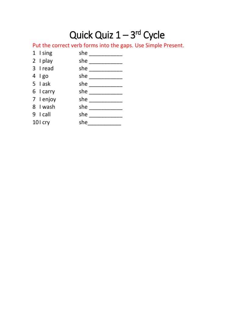 Quick Quiz 1 - 3rd Cycle | PDF
