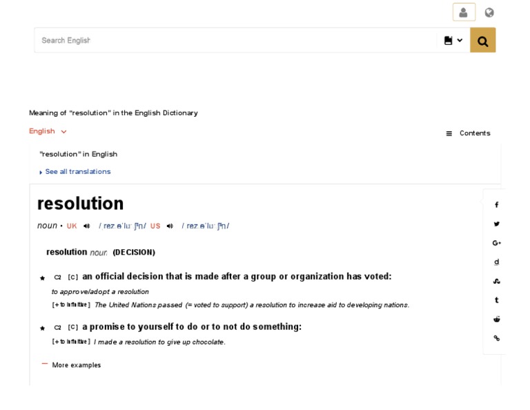 Resolution Meaning in The Cambridge English Dictionary | PDF | Syntax ...