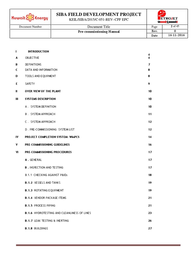 Pre Commissioning Manual PDF | PDF | Pump | Valve