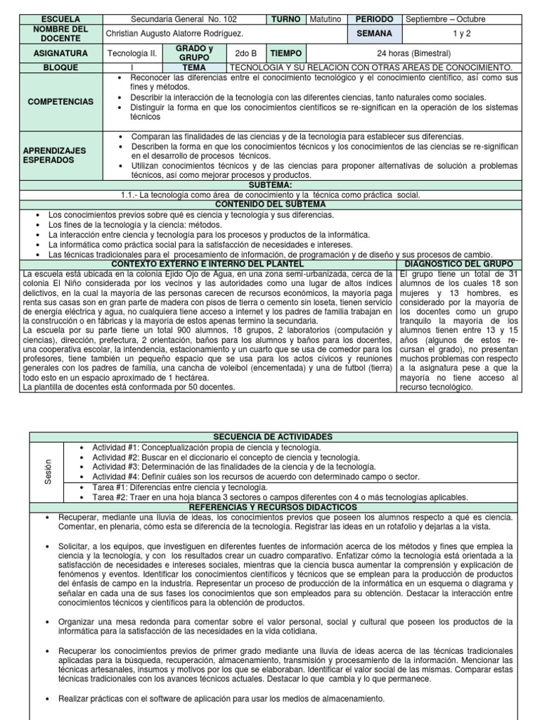 Planeacion de Tecnologia Enfasis en Informatica Segundo Grado | PDF ...