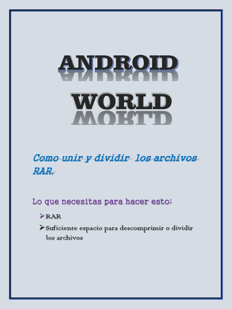 Como Unir y Dividir Con Rar PDF | PDF