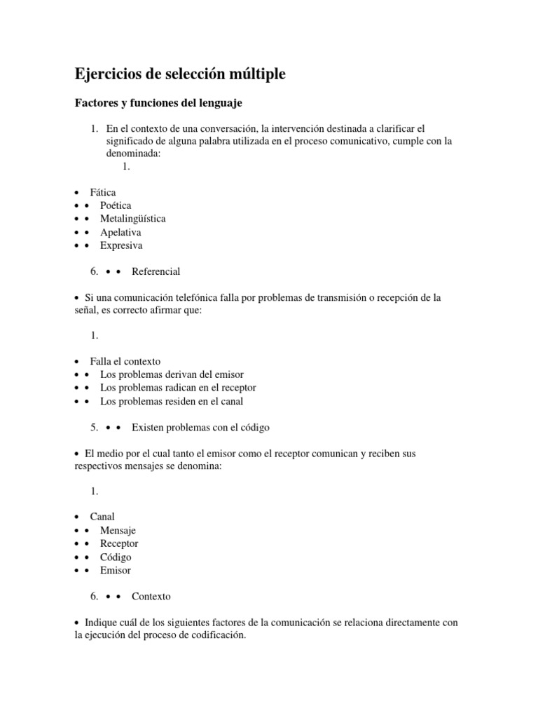 Ejercicios de Selección Múltiple | Comunicación | Matemáticas Aplicadas