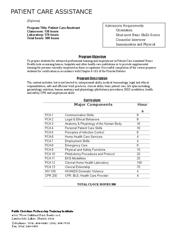 Patient Care Assistant Program Overview | PDF | Health Care | Home Care