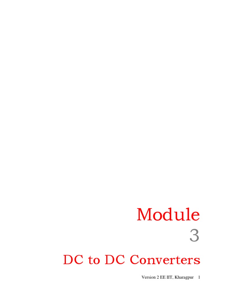 DC To DC Converters: Version 2 EE IIT, Kharagpur 1 | PDF | Transformer ...