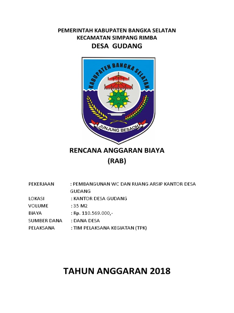 RAB Pembangunan WC Desa Gudang 2018 | PDF | Teknologi & Rekayasa