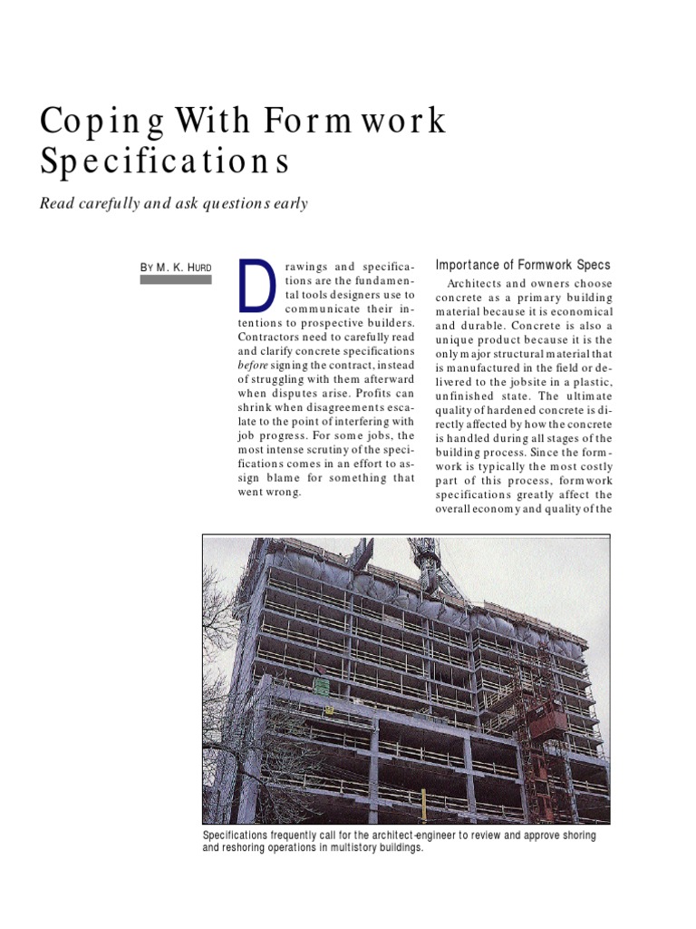 Concrete Construction ArticleCoping With Formwork Specifications ...