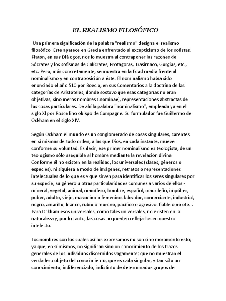 El Realismo Filosófico | PDF | Realismo filosófico | Realidad