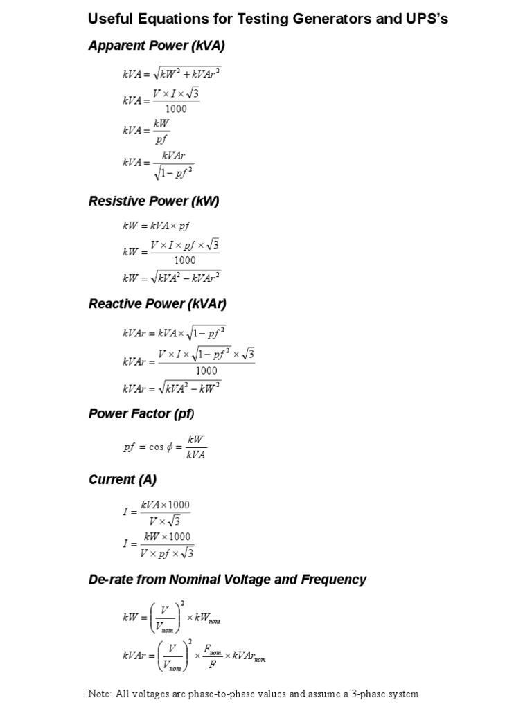 Useful Electrical Equations | PDF | Teaching Methods & Materials ...