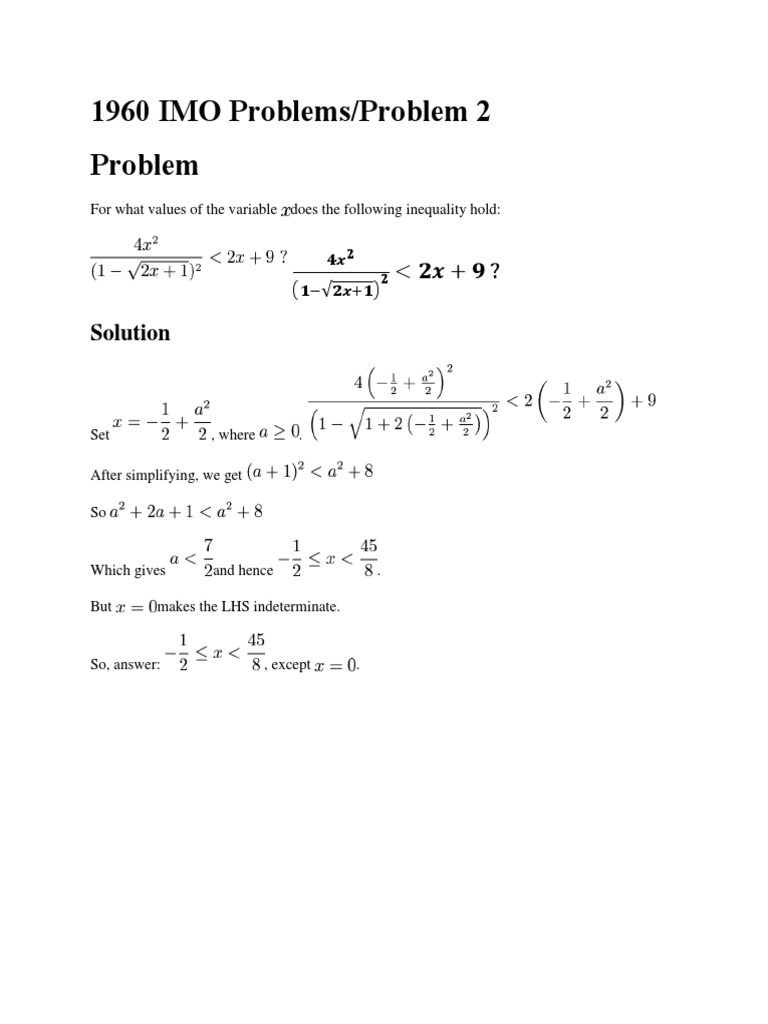 1960 IMO Problems Number 2 | PDF | Teaching Mathematics | Mathematical ...