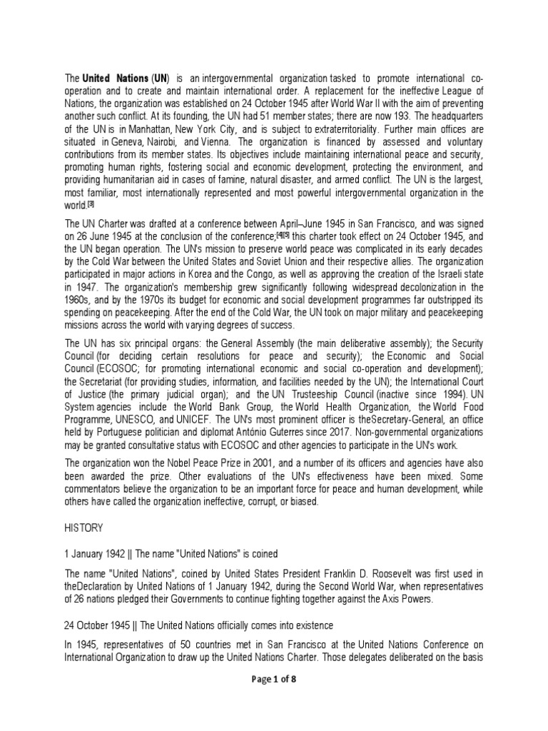Page 1 of 8 | PDF | United Nations | International Relations