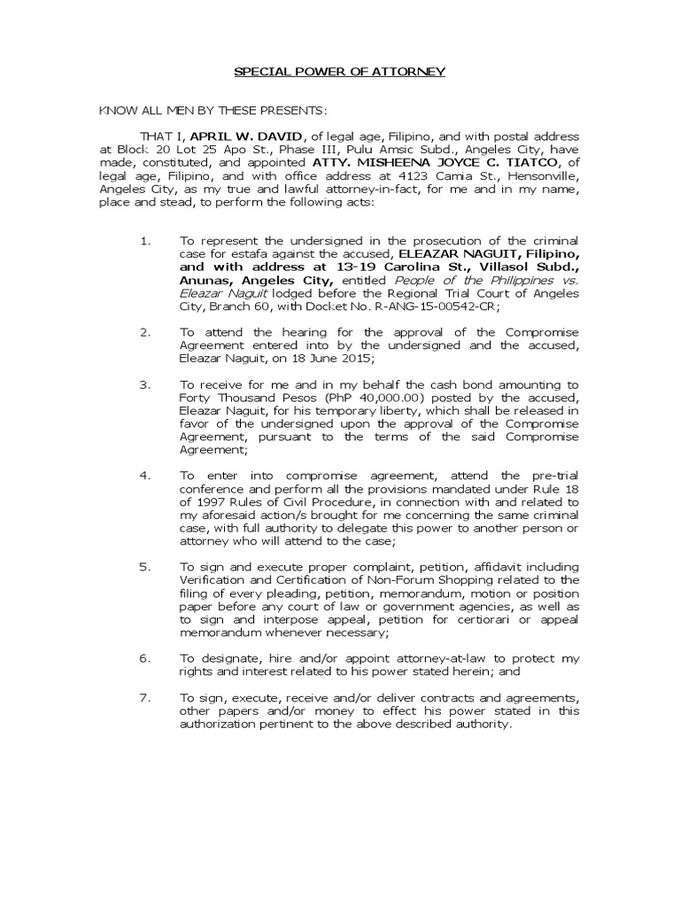 Spa - Ca | PDF | Power Of Attorney | Lawyer