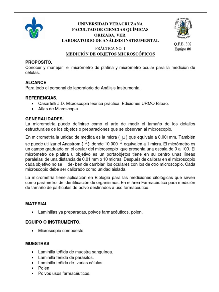 Reporte Práctica #1 PDF | PDF | Microscopio | Laboratorios Reporte Práctica #1 PDF | PDF | Microscopio | Laboratorios