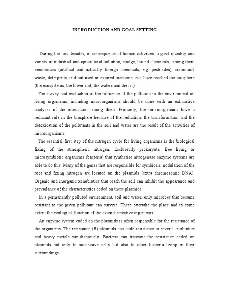 Introduction and Goal Setting | PDF | Microorganism | Organisms