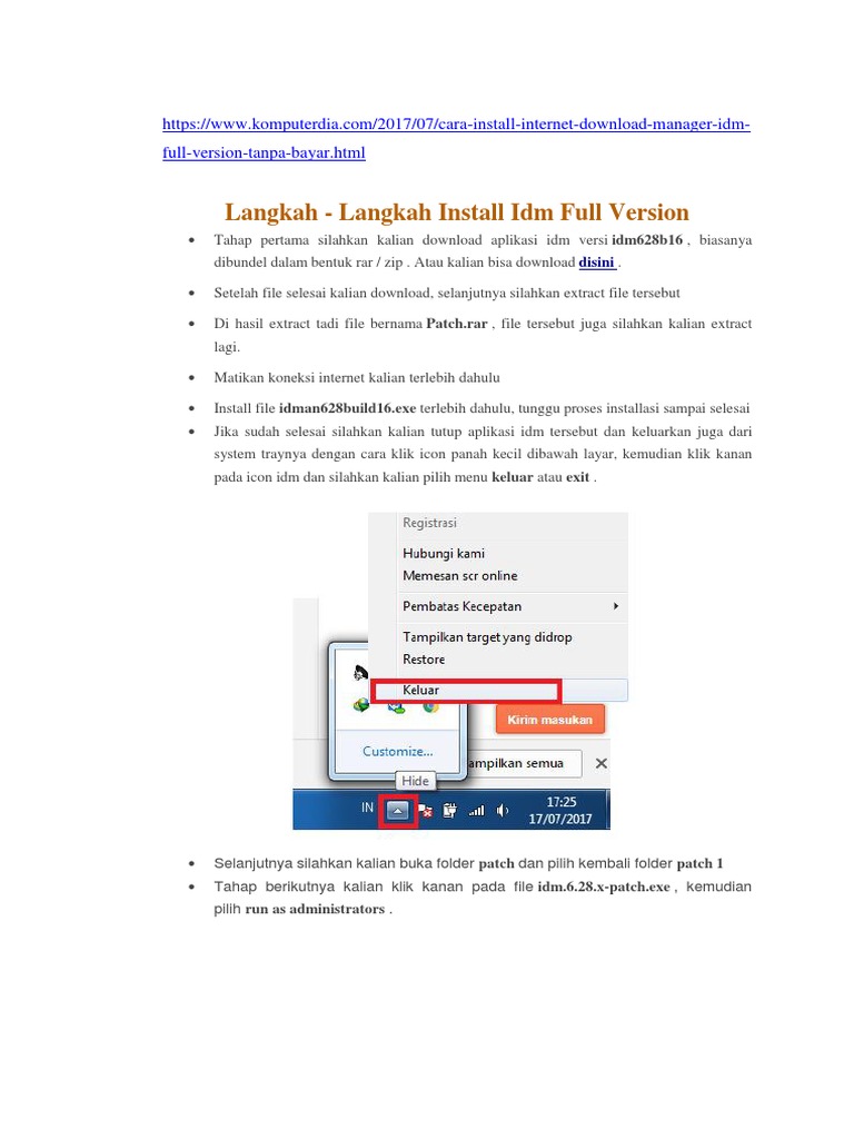 Langkah Instal Idm Full Crack PDF | PDF
