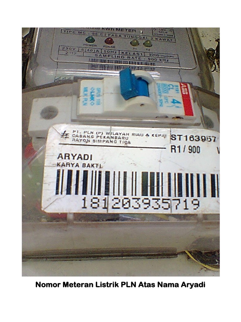 Nomor Meteran Listrik PLN Atas Nama Aryadi | PDF