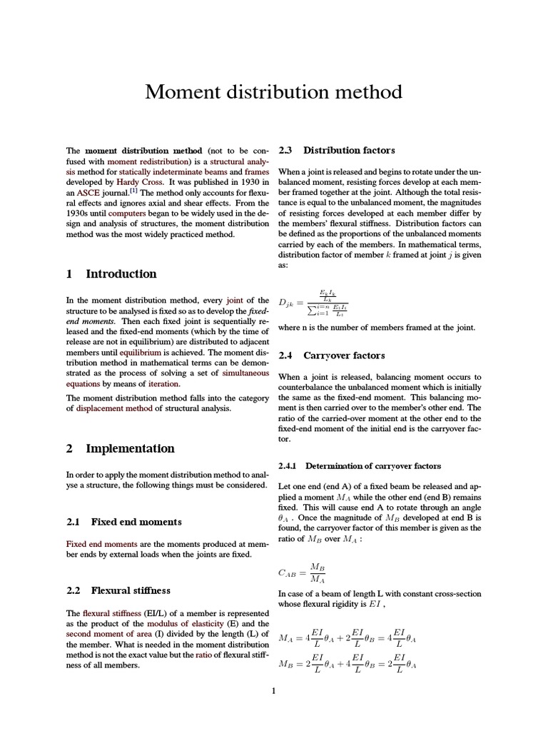 Moment Distribution Method | PDF | Mathematics Of Computing | Applied ...