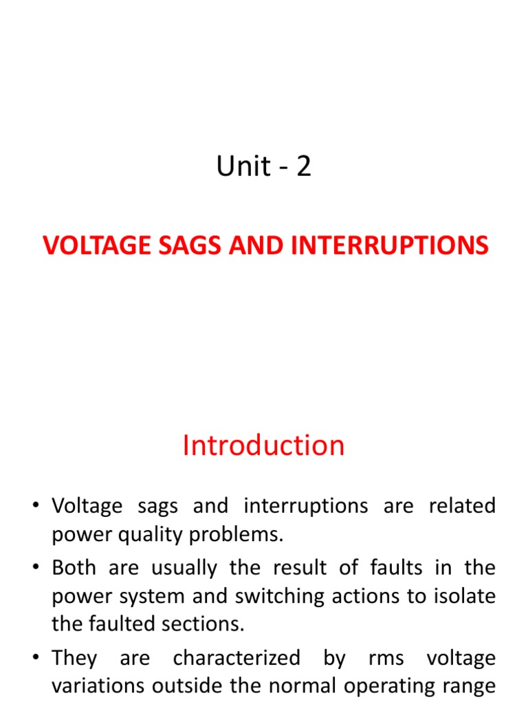 Unit - 2: Voltage Sags and Interruptions | PDF | Transformer | Power Supply