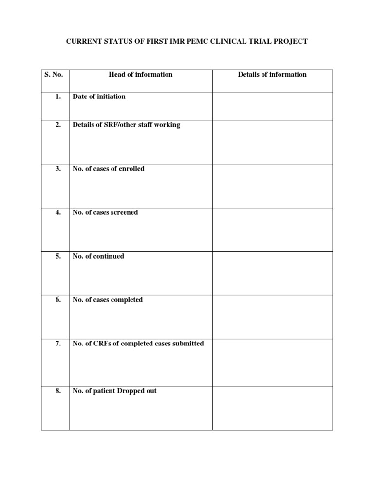 Current Status of First IMR PEMC Clinical Trial Project | PDF | Law | Science & Mathematics