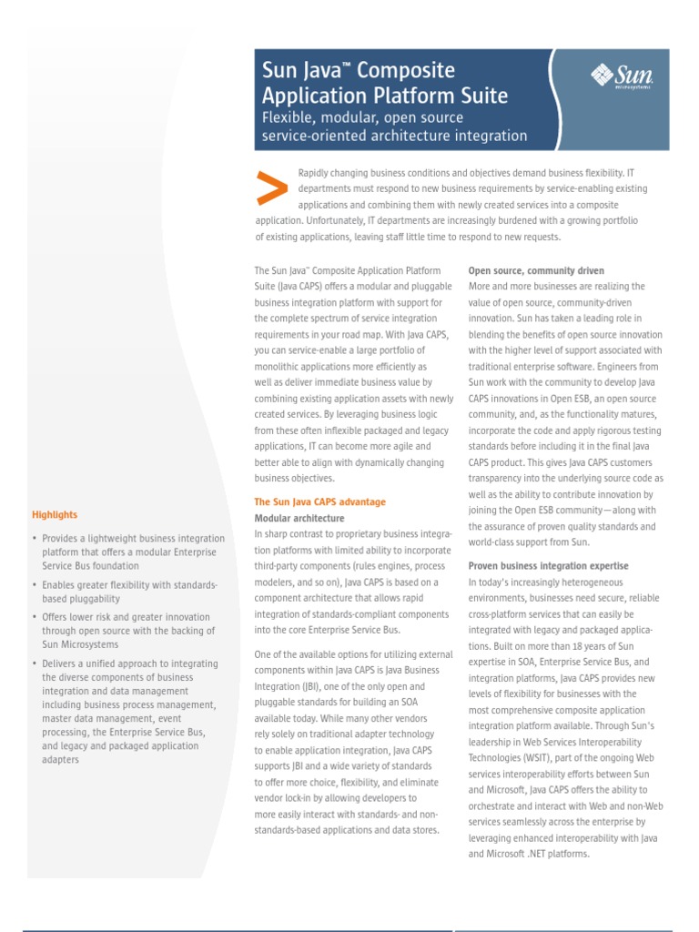 Sun Java™ Composite Application Platform Suite: Flexible, Modular, Open Source Service-Oriented ...