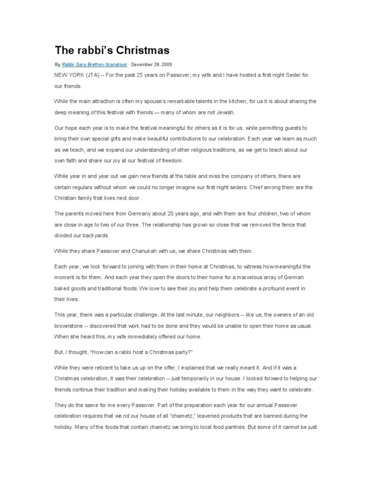 The Rabbi's Christmas | PDF | Passover | Passover Seder