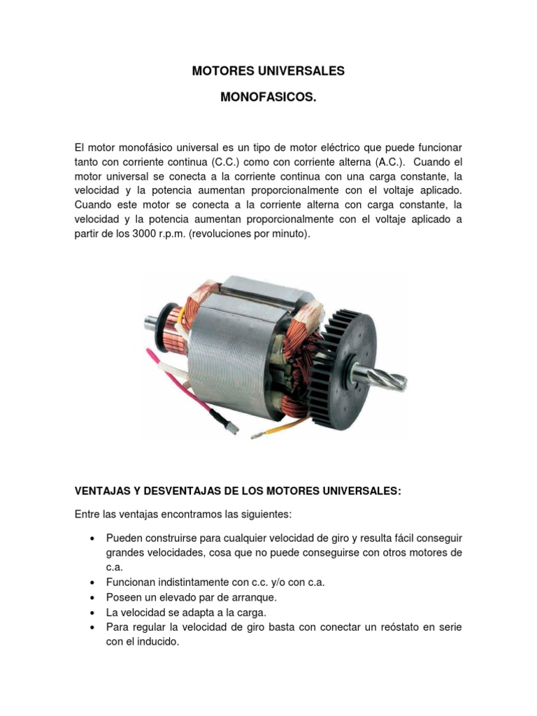 Motores Universales | PDF | Corriente eléctrica | Cantidades fisicas