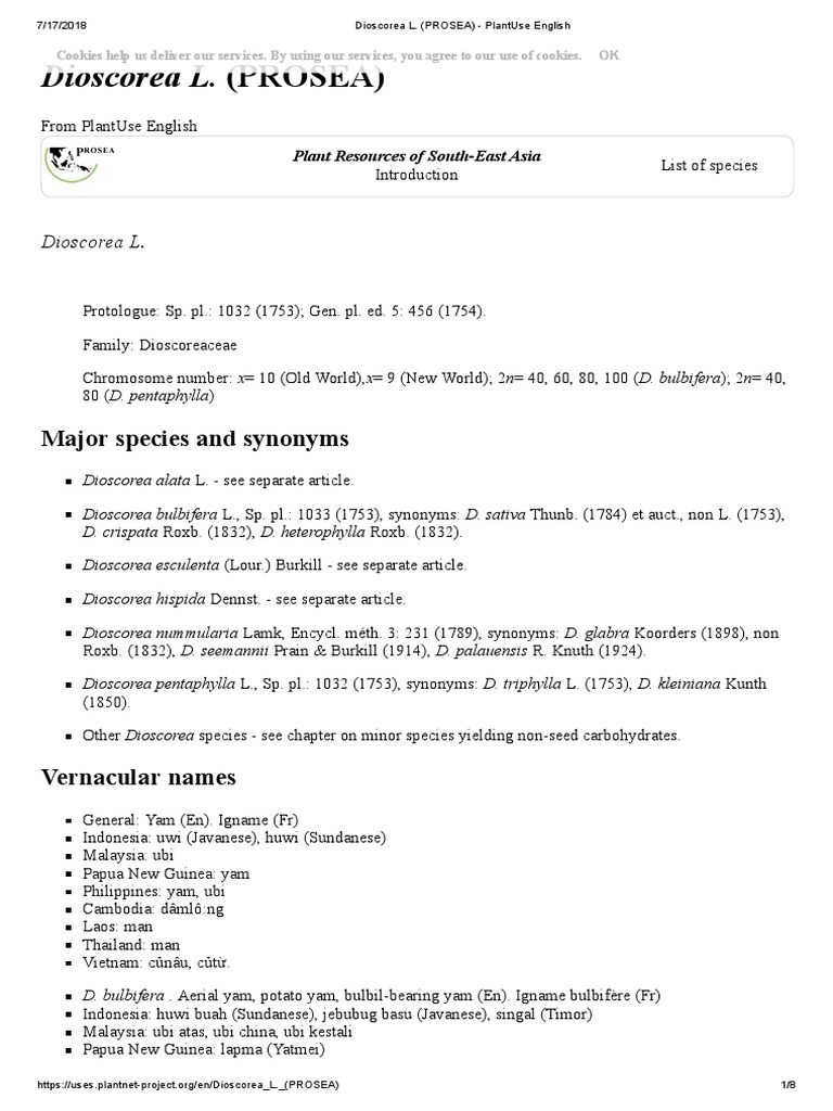 Dioscorea L. (PROSEA) - PlantUse English PDF | Download Free PDF | Leaf ...