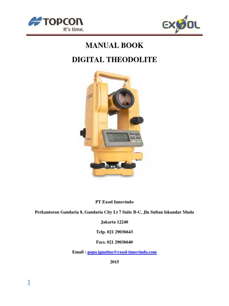 Manual Book Digital Theodolite | PDF