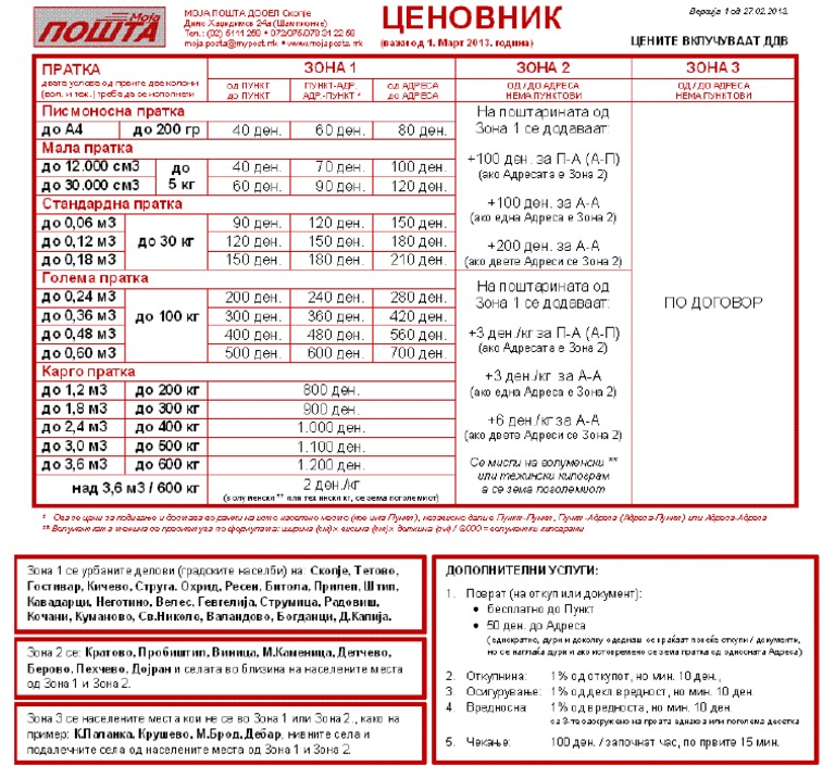 Brza Posta Cenovnik | PDF