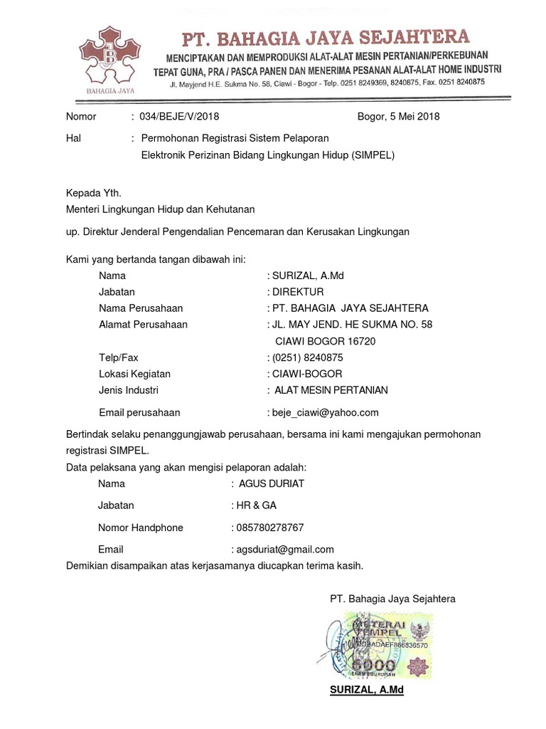 Formulir Registrasi Simpel | PDF