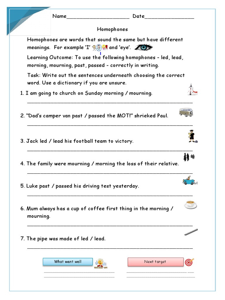 Homophones Worksheet for Grade 5 | PDF | Linguistics | Cognitive Science