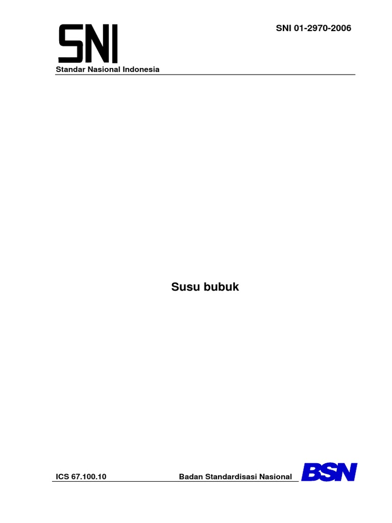 SNI Susu Bubuk | PDF