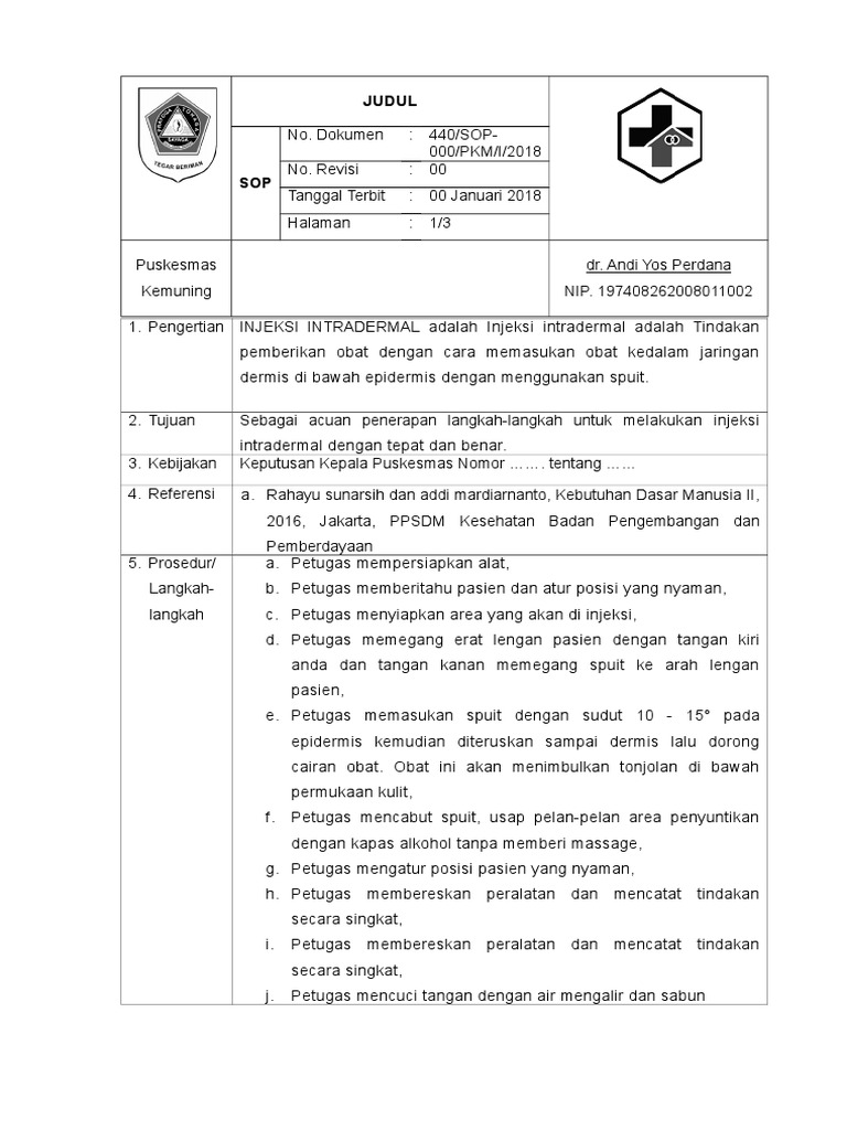 SOP Injeksi Intradermal | PDF