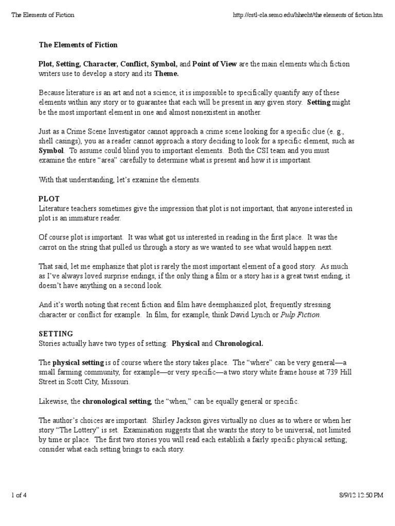 The Elements of Fiction PDF | PDF | Narration