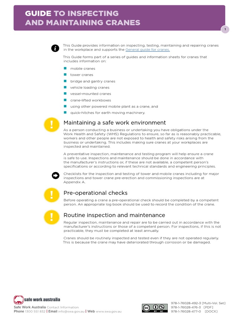 Guide To Inspecting and Maintaining Cranes | PDF | Crane (Machine ... Guide To Inspecting and Maintaining Cranes | PDF | Crane (Machine ...