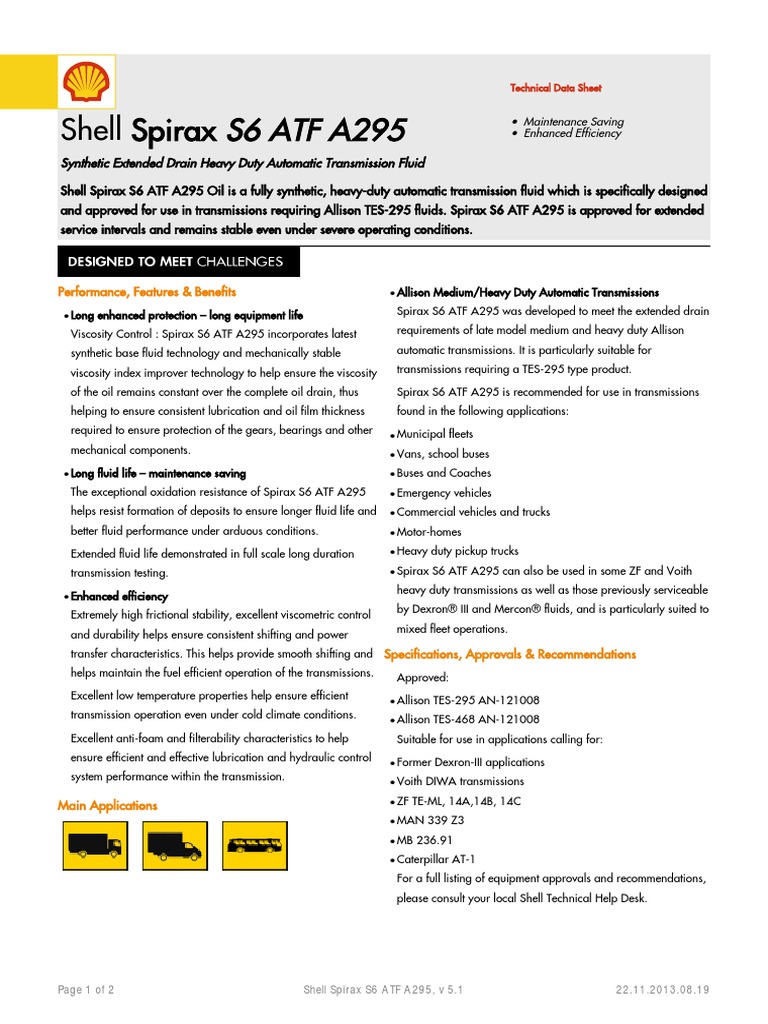 Shell Spirax A6 Atf A295 | PDF | Mechanical Engineering | Nature