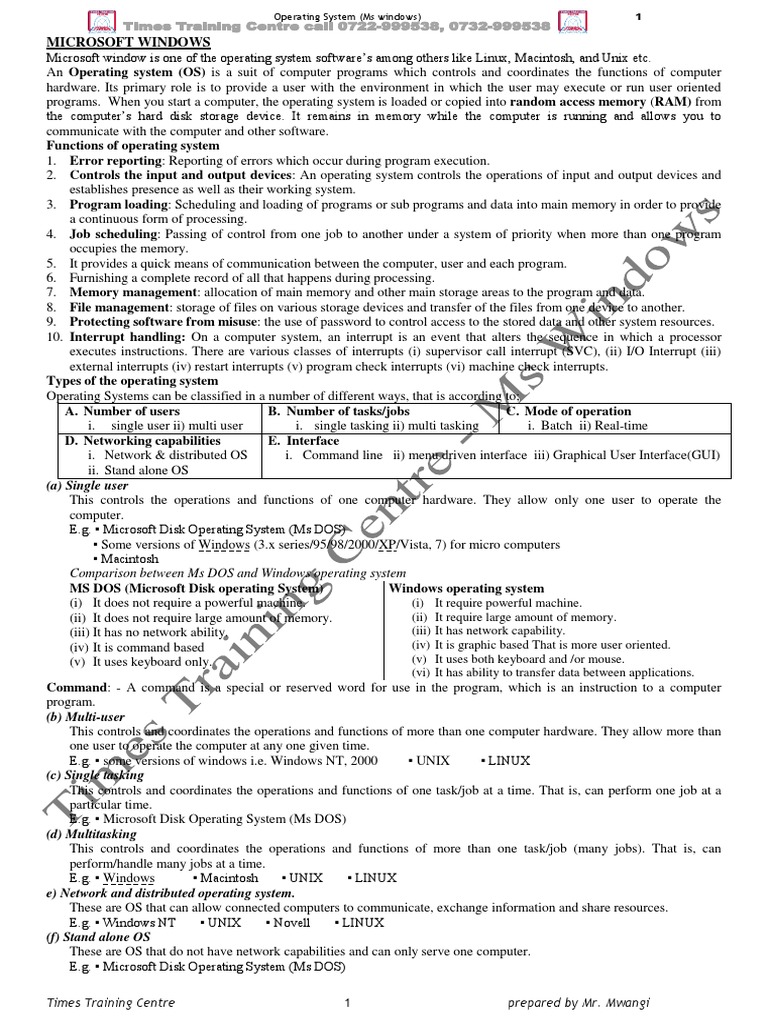Microsoft Windows and Operating System | PDF | Operating System ...