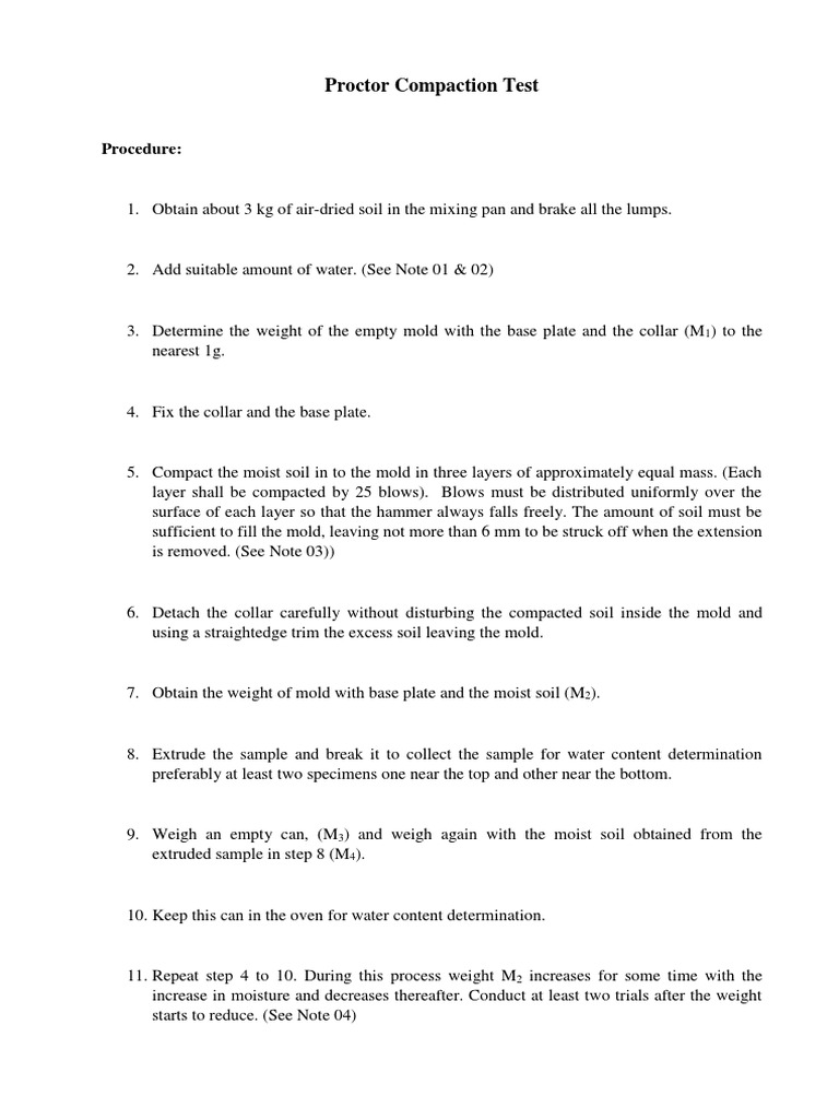 Proctor Compaction Test: Procedure | PDF | Soil | Horticulture And ...