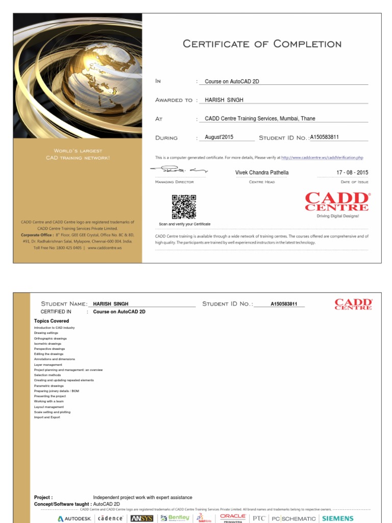 AutoCAD 2D Certification Verification | PDF
