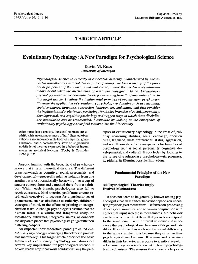 David M. Buss - Evolutionary Psychology PDF | PDF